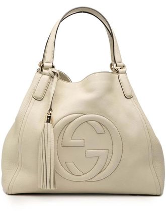 Gucci Shopper - Medium Leather Soho Cellarius Tote - Gr. unisize - in Wei&szlig; - f&uuml;r Damen