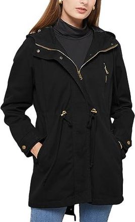 ORANDESIGNE Manteaux Imperm&eacute;ables Femme avec Capuche, Veste de Pluie Manches Longues, Coupe-Vent Raincoat pour Voyage Camping D Noir S