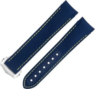 Generic F&uuml;r AT150 300 Planet Ocean Uhrenarmband mit gebogenem Ende, 20 mm, gelbe Linie, hochdichtes Nylon-Uhrenarmband