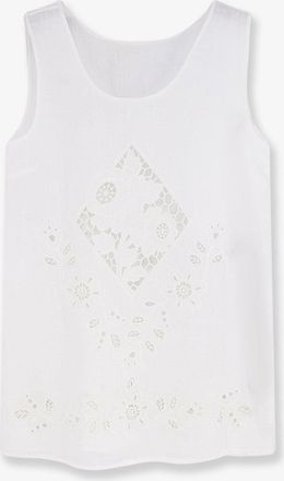 Dolce & Gabbana Linen top with floral embroideries - DOLCE & GABBANA - gender_Woman
