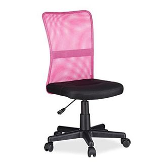 Relaxdays B&uuml;rostuhl, h&ouml;henverstellbarer Kinder Drehstuhl, ergonomisch, 90 kg belastbar, HxBxT: 102 x 55 x 55 cm, pink