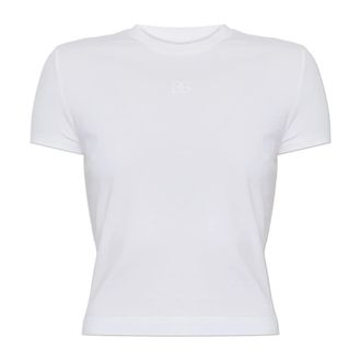 Dolce & Gabbana Oberteil mit gesticktem Logo - - Tops - Damen - Wei&szlig; - S