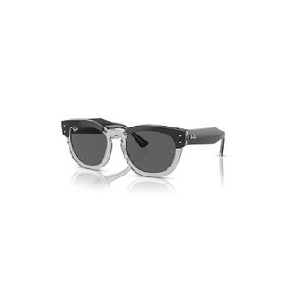 Ray-Ban Mega Hawkeye Sonnenbrillen Dunkelgrau Auf Grau Transparent Fassung Grau Glas 53-21
