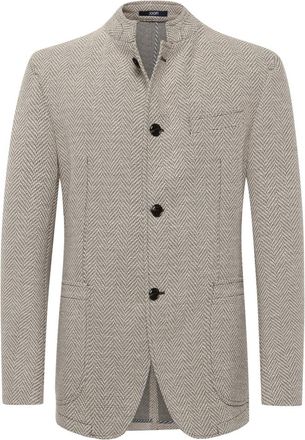 Joop Casual-Sakko mit Stehkragen und Fischgr&auml;tstruktur in