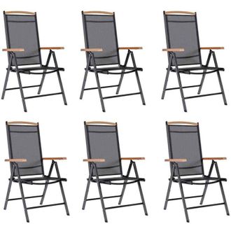 vidaXL vidaXL Gartenst&uuml;hle Klappbar 6 Stk. Textilene Schwarz