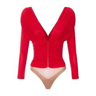 Elisabetta Franchi Leichter Cr&ecirc;pe-Jersey-Bodysuit - - Tops - Damen - Rot - XL