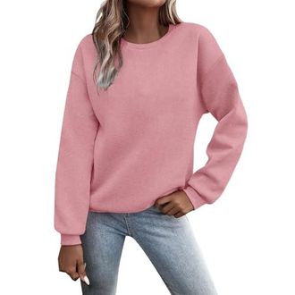 Generic Sweatshirts pour femmes, sweat-shirt pour femme, couleur unie, surdimensionn&eacute;, haut &agrave; col rond, manches longues, automne hiver, d&eacute;contract&eacute;, confortab