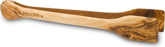 NATUREHOME Grillzange Holz 34cm Holzgrillzange für Gartengrill und Grillkamin, das hitzebeständige Grillbesteck aus Olivenholz für Bratwurst und Steak BBQ Zange 