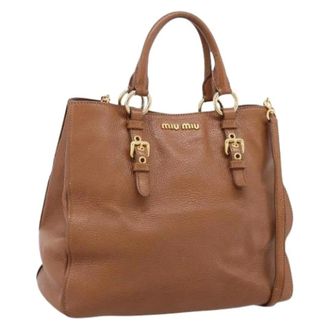Miu Miu Sac cabas Pre-owned en cuir - Femme - Pre-owned - Brun - Taille: ONE Size