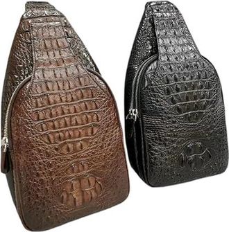 Generic Sac cabas pour femme, sac bandouli&egrave;re homme en cuir dalligator v&eacute;ritable, petit sac de poitrine, sac bandouli&egrave;re homme en cuir de crocodile v&eacute;ritable 
