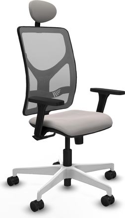 Piqueras y Crespo Stuhl aus Netzstoff mit 3D-Armlehnen, h&ouml;henverstellbarer Lendenwirbelst&uuml;tze und festem Kopfteil, ausgestattet mit 3 Positionen und Schneideschaum, Gra