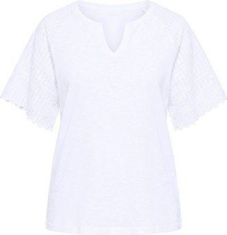 Ulla Popken T-Shirt T-Shirt Stickerei Tunika-Ausschnitt Halbarm