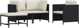vidaXL Vidaxl - Canap&eacute;s de jardin 4 pcs avec coussins Noir R&eacute;sine tress&eacute;e