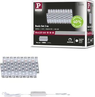 Paulmann 71237 MaxLED 500 LED Strip Neutralwei&szlig; Basisset 3m 11W 550lm/m 64 LEDs/m 4000K 30VA