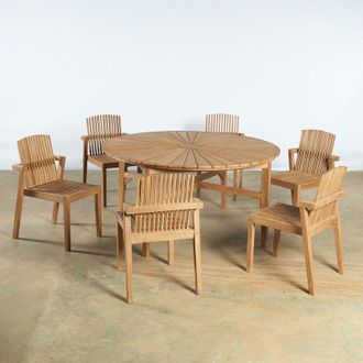 Wanda Collection Wanda Collection - Ensemble de jardin table ronde et 6 chaises en teck