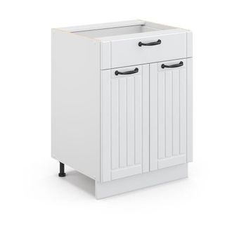 Vicco Meuble cuisine Fame-Line, Blanc campagne, 60 cm avec tiroir, sans plan de travail, Vicco