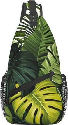 Generic Sacoche Port&eacute; &eacute;paule Feuilles en forme de dos de tortue, feuilles tropicales Multifonction Sac De Poitrine Mode Sac Poitrine pour Cyclisme Femme Voyag