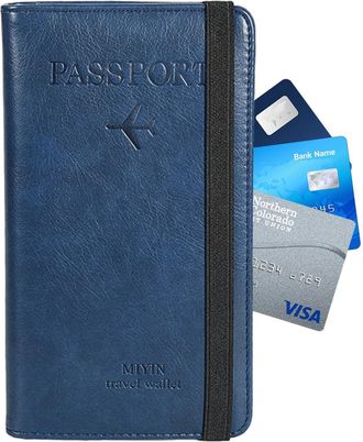 Generico Multifunktionale Reisepass-Tasche, modisch, Optik, lang, gefrostet, PU-Leder, Visitenkarten-Tasche mit Geld, Reisetasche mit Reißverschluss, Saphir, C