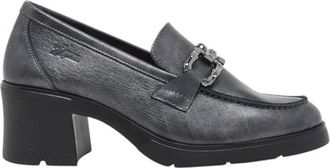 24 Horas 24 HRS 24 HRS 26607 Mocassins à talon en cuir verni chaîne anthracite, Ossid Anthracite, 38 EU