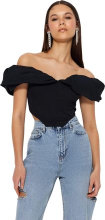 Trendyol Damen Women Fitted Carmen Collar Woven Bustier BH, Schwarz, 40