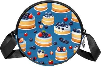 Generic Sac &agrave; bandouli&egrave;re Circle pour femme, petit sac &agrave; bandouli&egrave;re bleu avec fermeture &eacute;clair, bretelles r&eacute;glables, sac &agrave; main rond d&eacute;contract&eacute; pour femmes 
