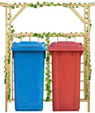vidaXL Vidaxl - Pergola en bois de pin impr&eacute;gn&eacute; pour 2 poubelles - Dimensions 140x80x168cm - Treillis pour plantes grimpantes - R&eacute;sistante &agrave; la pourriture