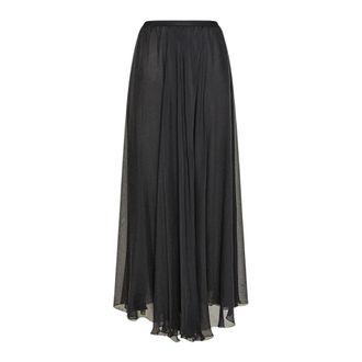 Forte_Forte Seidenchiffon Langer Rock - - Skirts - Damen - Schwarzk - S