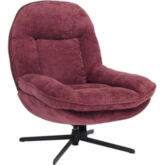 Hhg [NEUWERTIG] Relaxsessel HHG-187, Fernsehsessel Nosagfederung Polstersessel, drehbar Metall Stoff/Textil Chenille (370 g/m&sup2;) beere