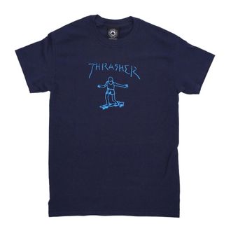 Thrasher Logo Print Tee Navy/Light Blue - - Tops - Herren - Blau - S