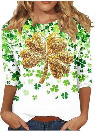 Generic T-shirt d&eacute;contract&eacute; &agrave; manches courtes avec imprim&eacute; graphique pour la Saint Patrick, parfait pour les vacances et le quotidien, vert, XXL