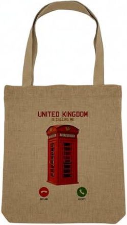 Fabulous Sac Shopping Tote Bag Aspect Lin - United Kingdom Is Calling Me Red Telephone Booth London - Sac de Courses Toile Epaisse 360g Beige Naturel Cabas Por