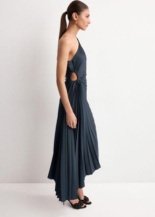 Mango Robe asym&eacute;trique pliss&eacute;e avec ouverture bleu - Femme - XS - MANGO