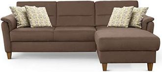 Cavadore Schlafsofa Palera / Federkern-Ecksofa mit Schlaffunktion und Bettkasten / 244 x 89 x 163 / Mikrofaser-Bezug, Hellbraun