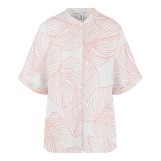Bomboogie Femme, Blouses et Chemises, Blanc, Taille: 38 FR Chemise en lin &agrave; col Mao