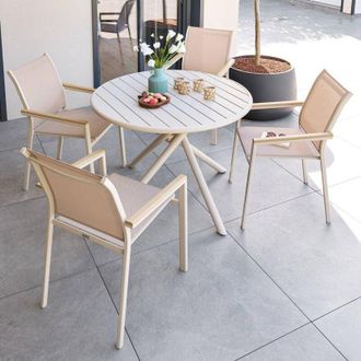 Hesperide Table de jardin 4 places Nebullia D105cm argile - Hesp&eacute;ride