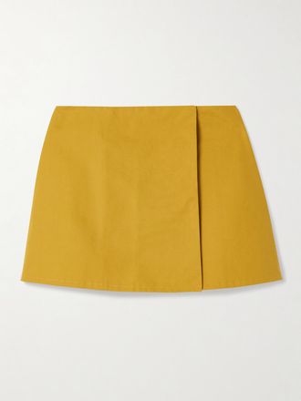 Tolu Coker Mini-jupe Portefeuille En Popeline De Coton &Agrave; Plis - Jaune