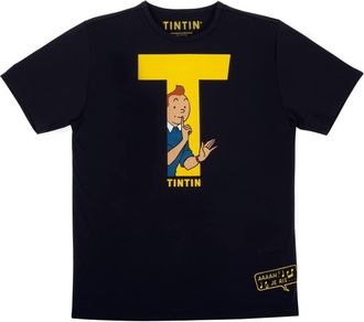 TINTIN T-Shirt 100% Cotton Moulinsart Tintin, T Black (2022) - XXL