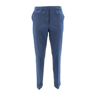 D.exterior Blaue Leinen-Slim-Fit-Hose mit Lurex - - Trousers - Damen - Blau - S
