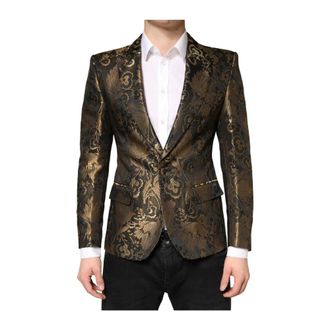 Dolce & Gabbana Homme, Vestes, Multicolore, Taille: S Jacquard Single Breasted Tuxedo Blazer