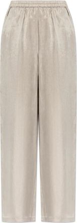 Emporio Armani Femme, Pantalons, Beige, Taille: 38 FR Pantalon &agrave; Taille &Eacute;lastique en Lyocell Fluide D&eacute;lav&eacute;