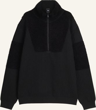 Yohji Yamamoto Y-3 Knitted Panel Blocked Half Zip Sweatshirt schwarz