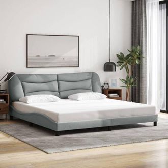vidaXL Cadre de lit avec t&ecirc;te de lit Gris clair 200x200 cm Tissu
