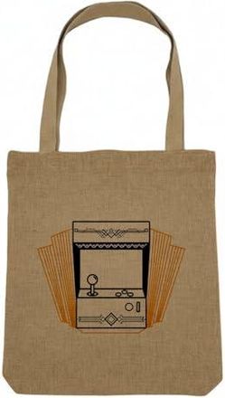 Fabulous Sac Shopping Tote Bag Aspect Lin - Arcade Gaming Jeu Vid&eacute;o Vintage R&eacute;tro Art D&eacute;co - Sac de Courses Toile Epaisse 360g Beige Naturel Cabas Port&eacute; Epaule