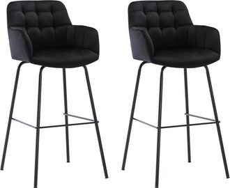 Vente-Unique Pascal MORABITO-Barhocker 2er-Set - Samt & Metall - Schwarz - PEGA von Pascal MORABITO