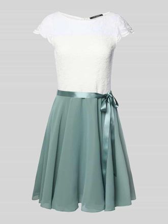 Swing Knielanges Cocktailkleid mit Rundhalsausschnitt