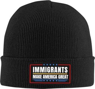 Generic Tricoté Bonnet Les Immigrants Rendent LAmérique Grande. Pro-Immigration Anti-Transpiration Tricoter Chapeau Slouch Knit Beanie pour Adultes Ski Femme