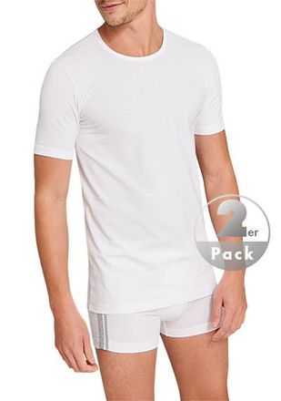 Schiesser Herren T-Shirts wei&szlig; Baumwolle unifarben