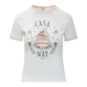 Casablanca Beyond Destiny Longline Ringer Kurzarm-T-Shirt - - Tops - Damen - Wei&szlig; - S