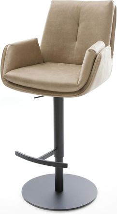 DELIFE Barstuhl Clea-Flex Mikrofaser Beige Vintage Drehfu&szlig; h&ouml;henverstellbar Metall Schwarz, Barst&uuml;hle