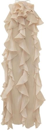 Actualee Femme, Robes, Beige, Taille: 38 FR Robe &agrave; col licou &agrave; volants